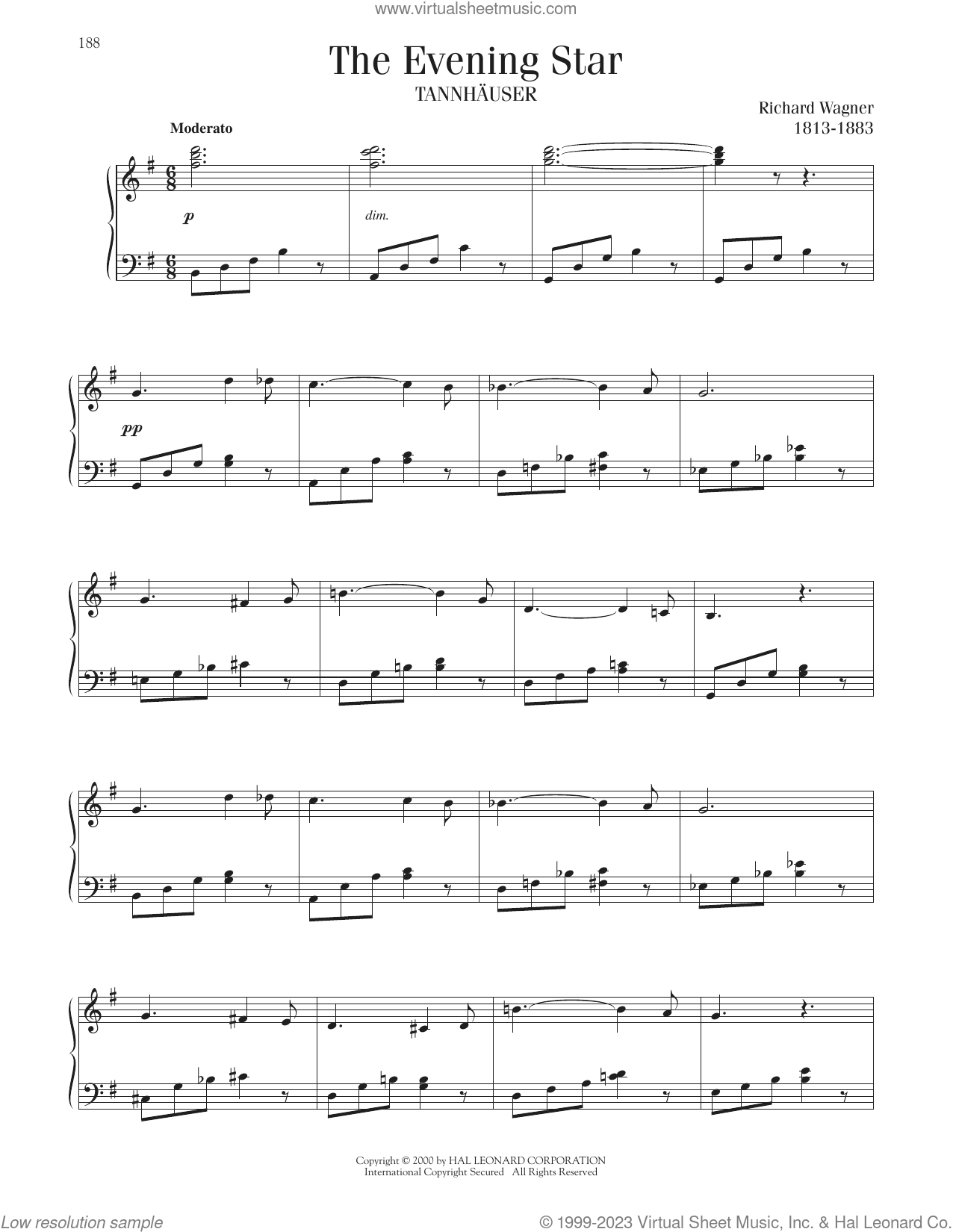 The Evening Star sheet music for piano solo (PDF)