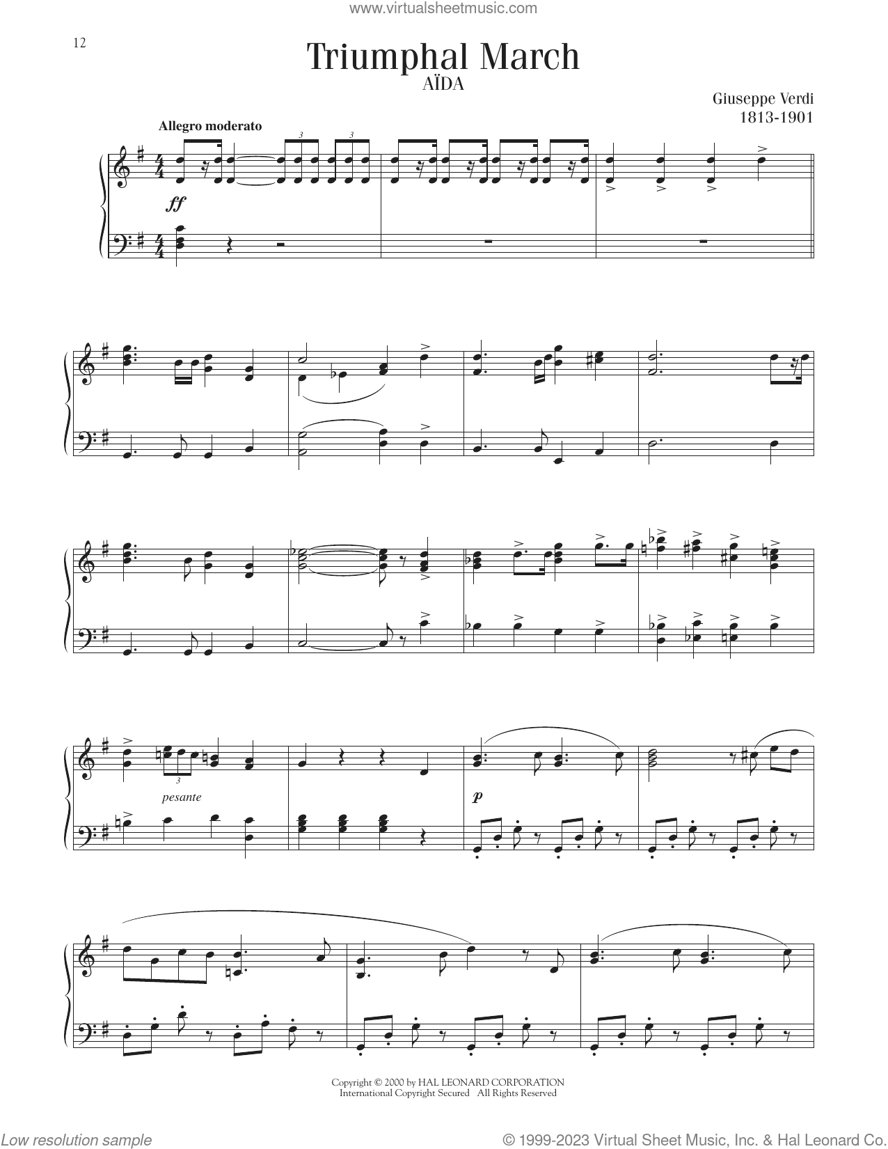 Triumphal March sheet music for piano solo (PDF)