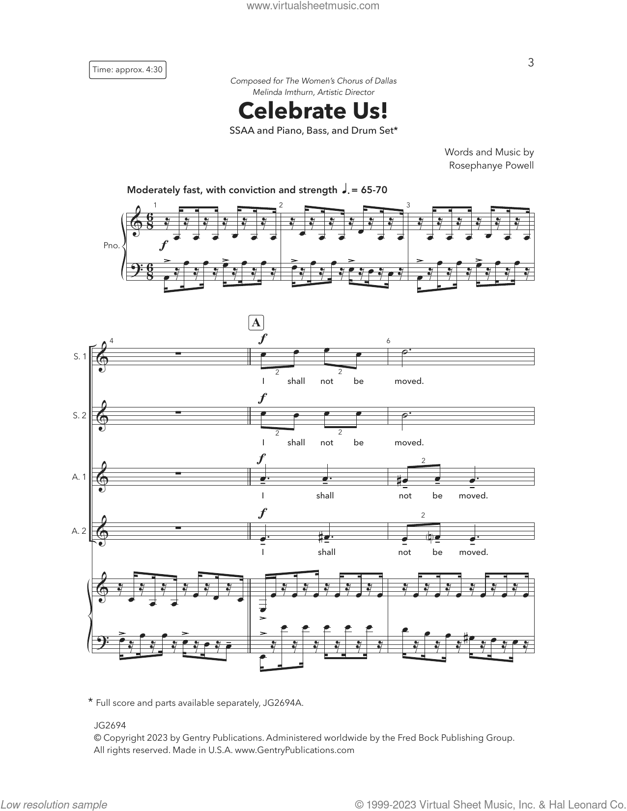 Celebrate Us! sheet music for choir (SSAA: soprano, alto) (PDF)