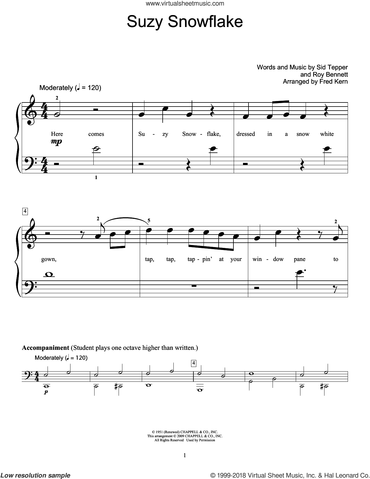 Clooney - Suzy Snowflake sheet music for piano solo (elementary)