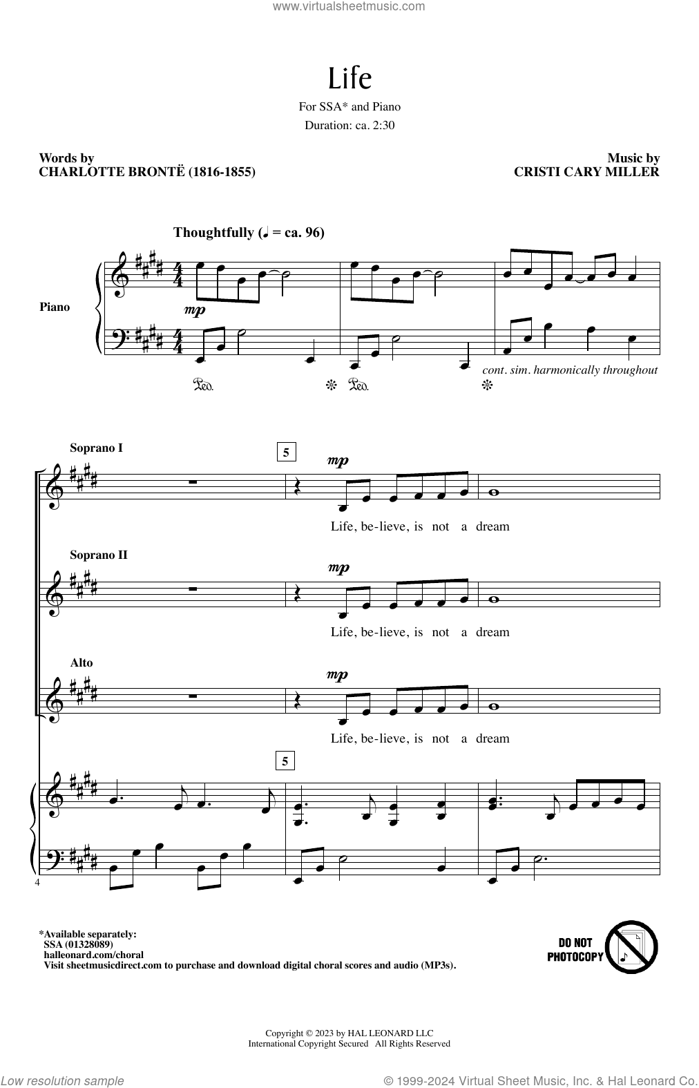 Life sheet music for choir (SSA: soprano, alto) (PDF)
