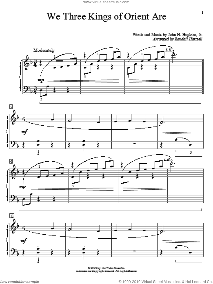 We Three Kings Of Orient Are sheet music (beginner) for piano solo ...