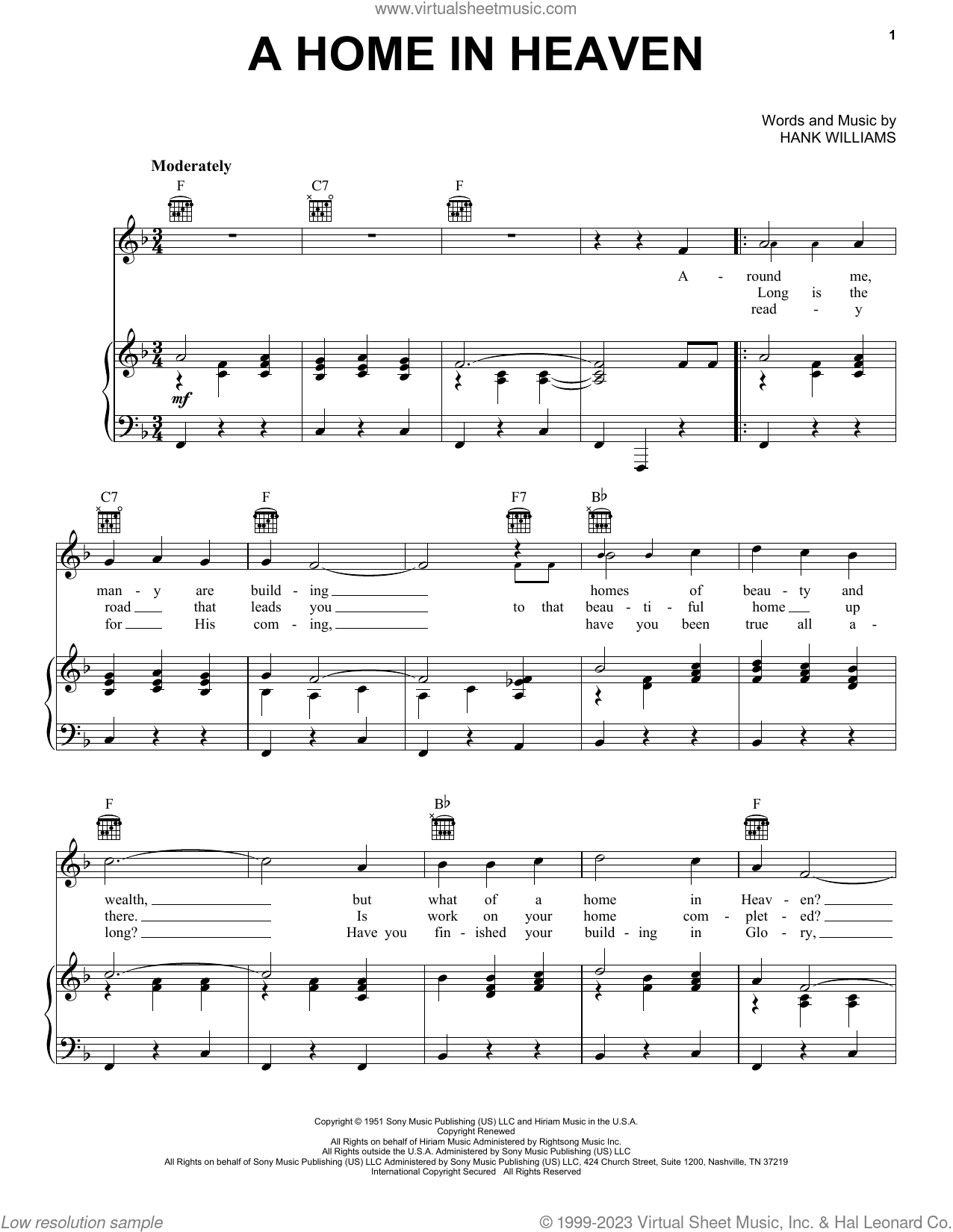 A Home In Heaven sheet music for voice, piano or guitar (PDF)