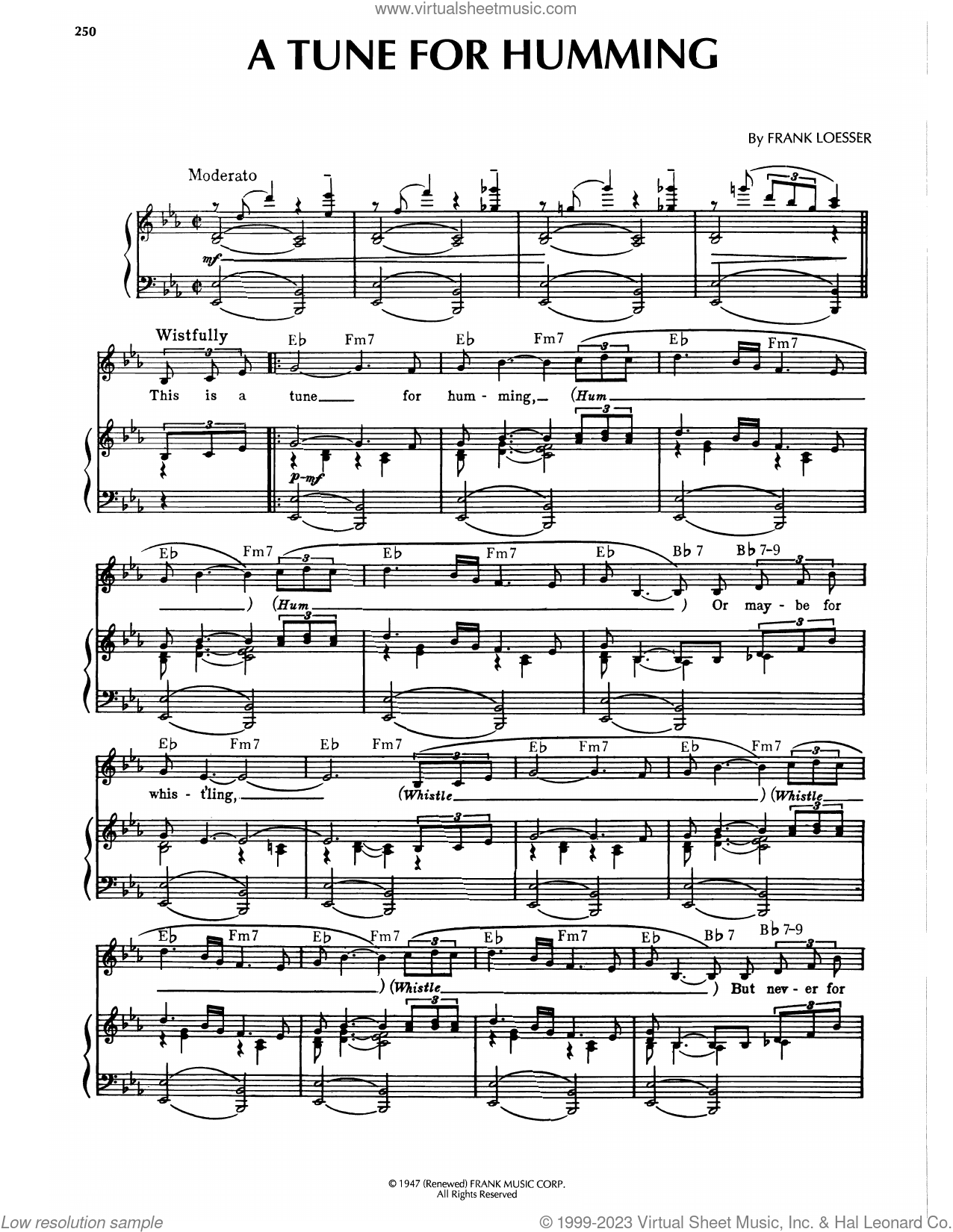 A Tune For Humming sheet music for voice, piano or guitar (PDF)