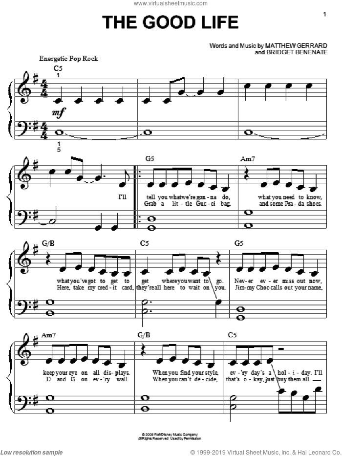 The Good Life sheet music for piano solo (big note book) (PDF)