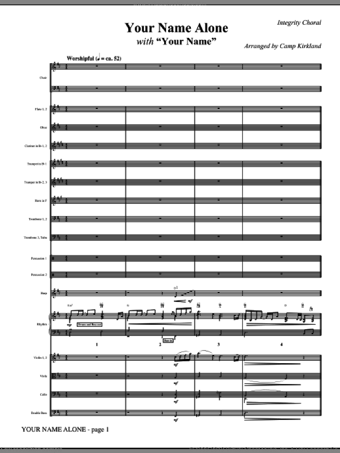 Your Name Alone (with Your Name) sheet music (complete collection) for ...