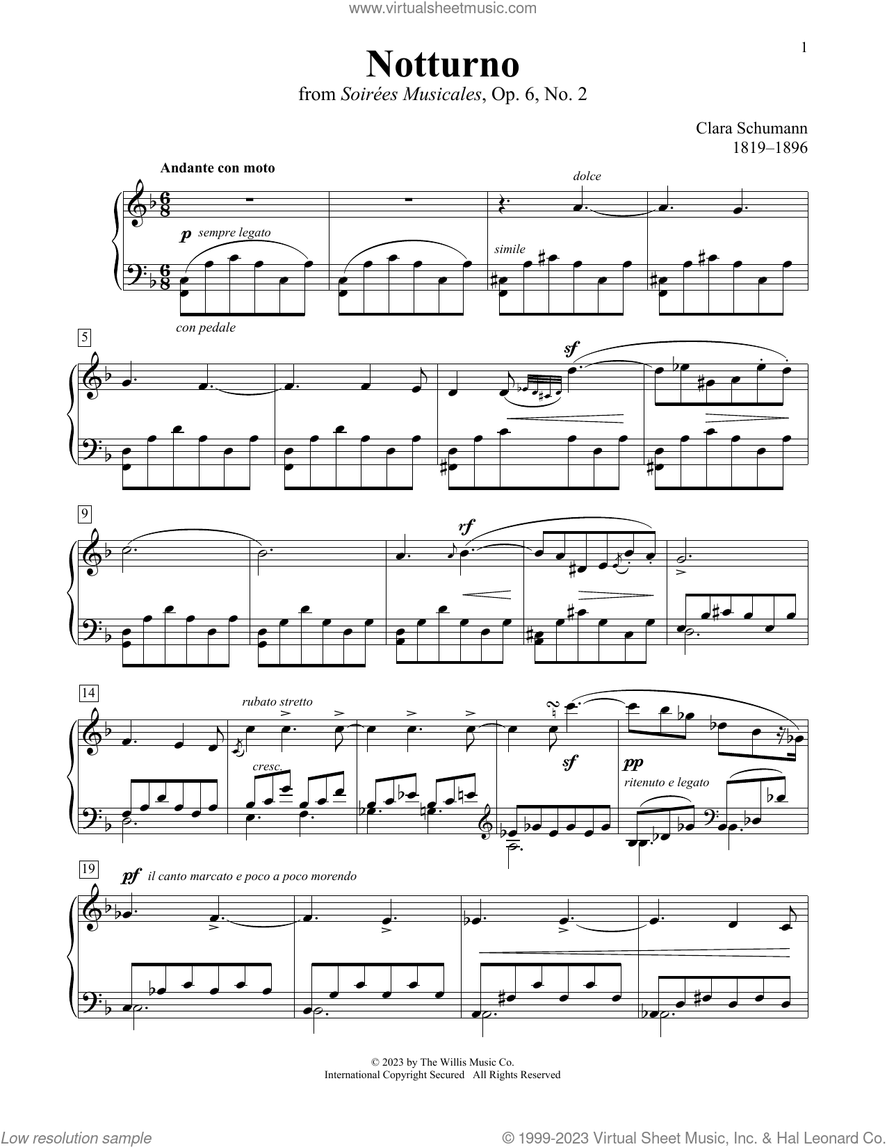 Notturno sheet music for piano solo (elementary) (PDF)