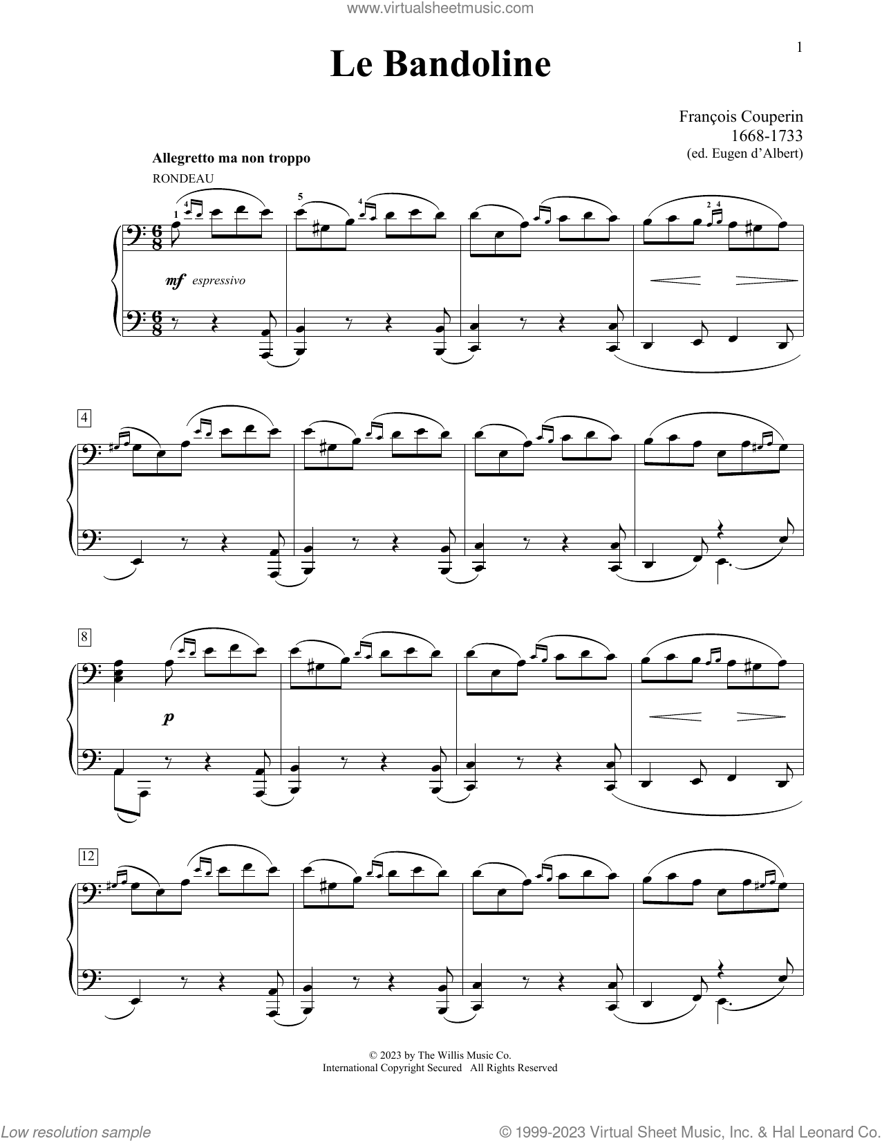 Le Bandoline sheet music for piano solo (elementary) (PDF)