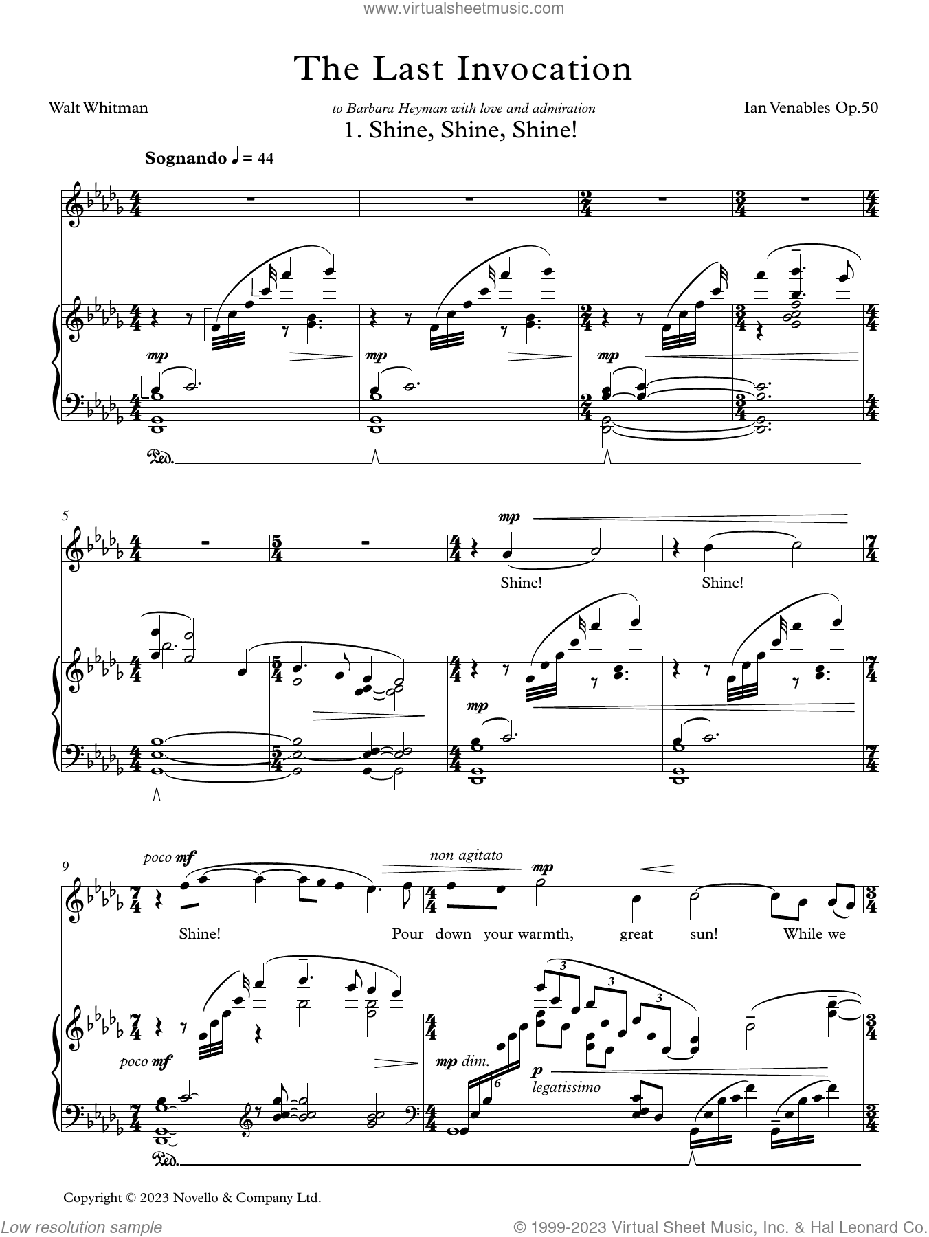 The Last Invocation sheet music for voice and piano (PDF)