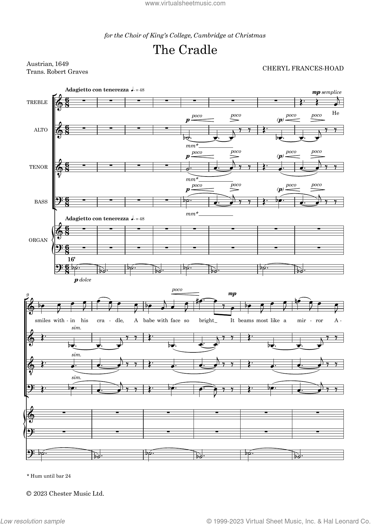 The Cradle sheet music for choir (SATB: soprano, alto, tenor, bass)
