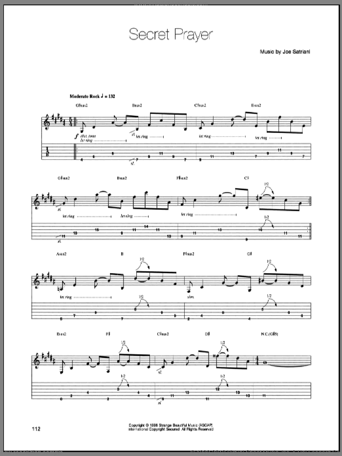 Secret Prayer sheet music for guitar (tablature) (PDF)