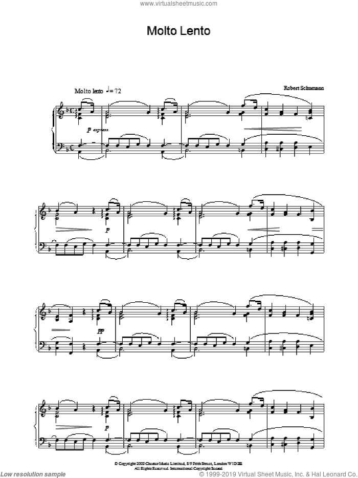 Molto Lento sheet music for piano solo (PDF)