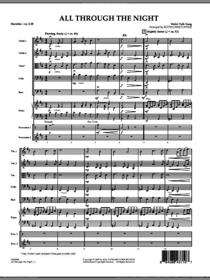 All Through The Night sheet music (complete collection) for orchestra