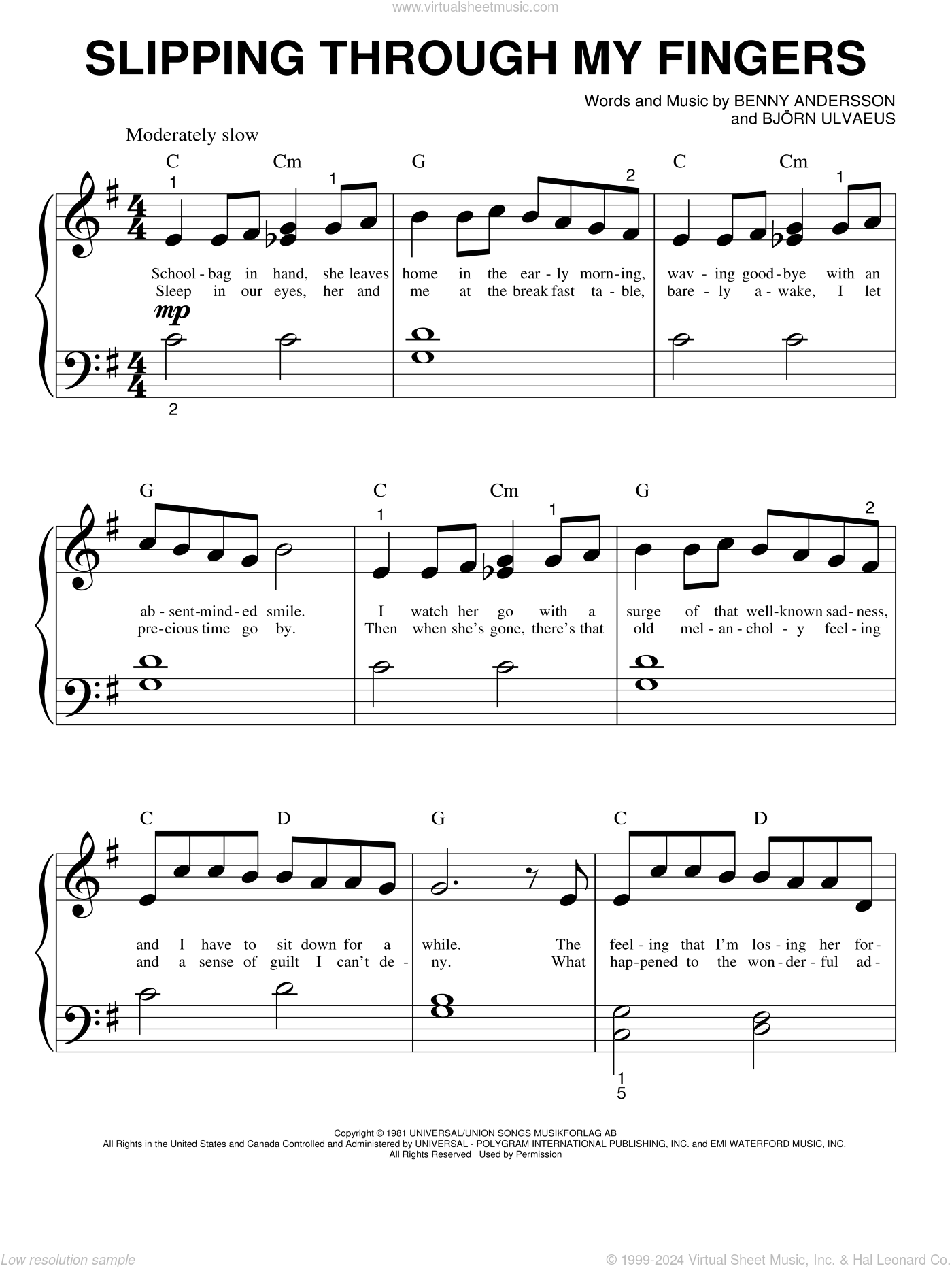 Slipping Through My Fingers sheet music for piano solo (big note book)