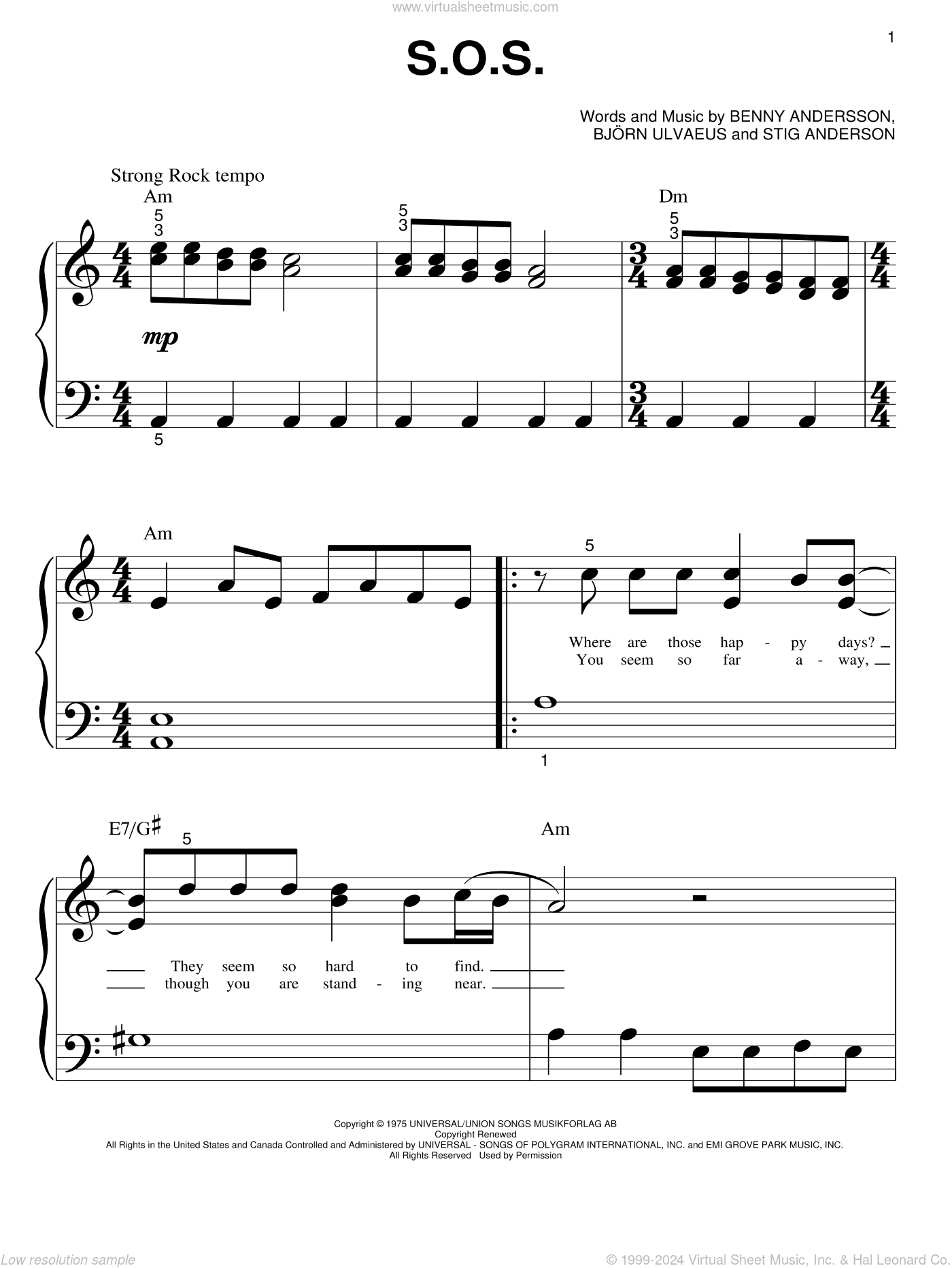 S.O.S. sheet music for piano solo (big note book) (PDF)