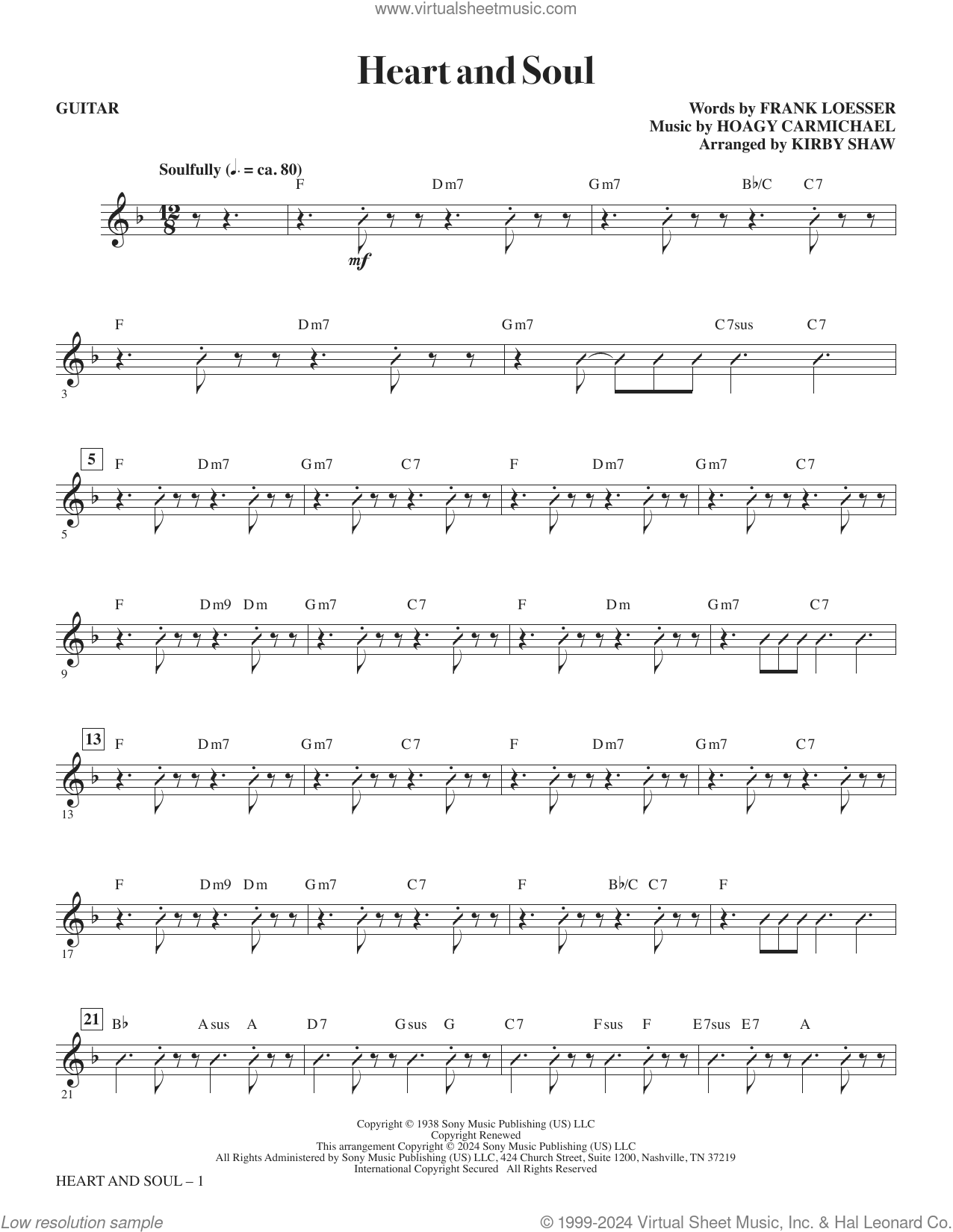 Heart and Soul (arr. Kirby Shaw) (complete set of parts) sheet music ...
