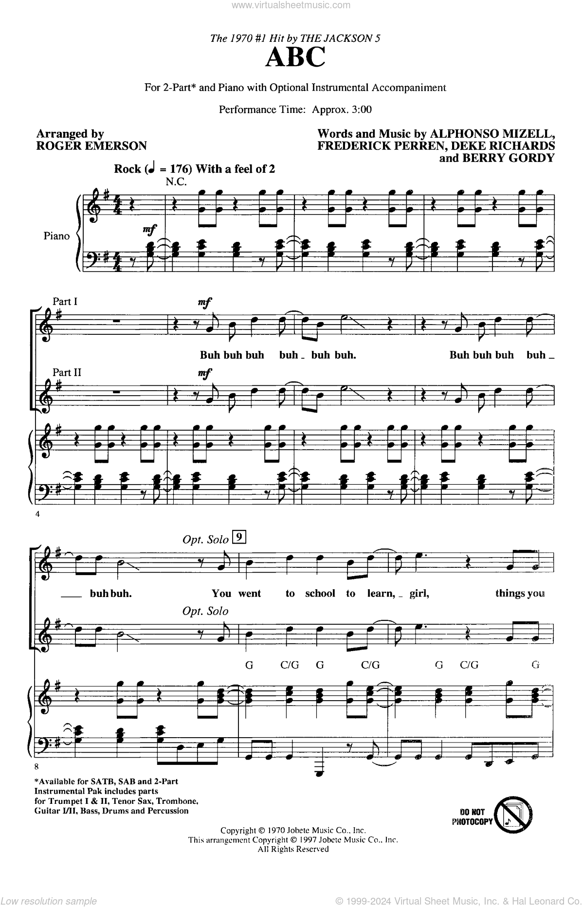 ABC (arr. Roger Emerson) sheet music for choir (2-Part) (PDF)