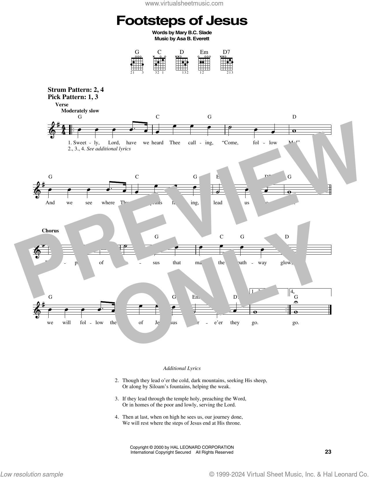 Footsteps Of Jesus sheet music (easy) for guitar solo (chords)