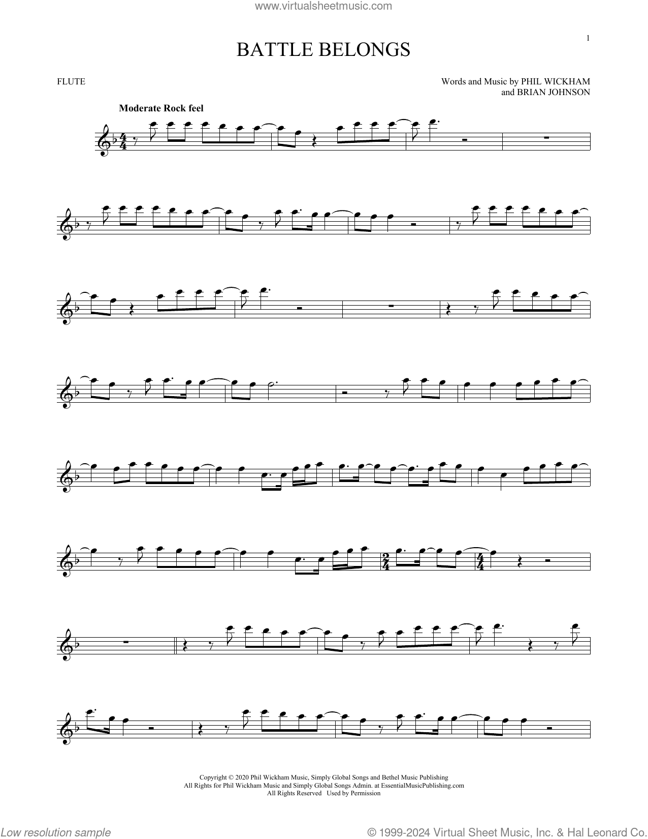 Battle Belongs sheet music for flute solo (PDF-interactive)