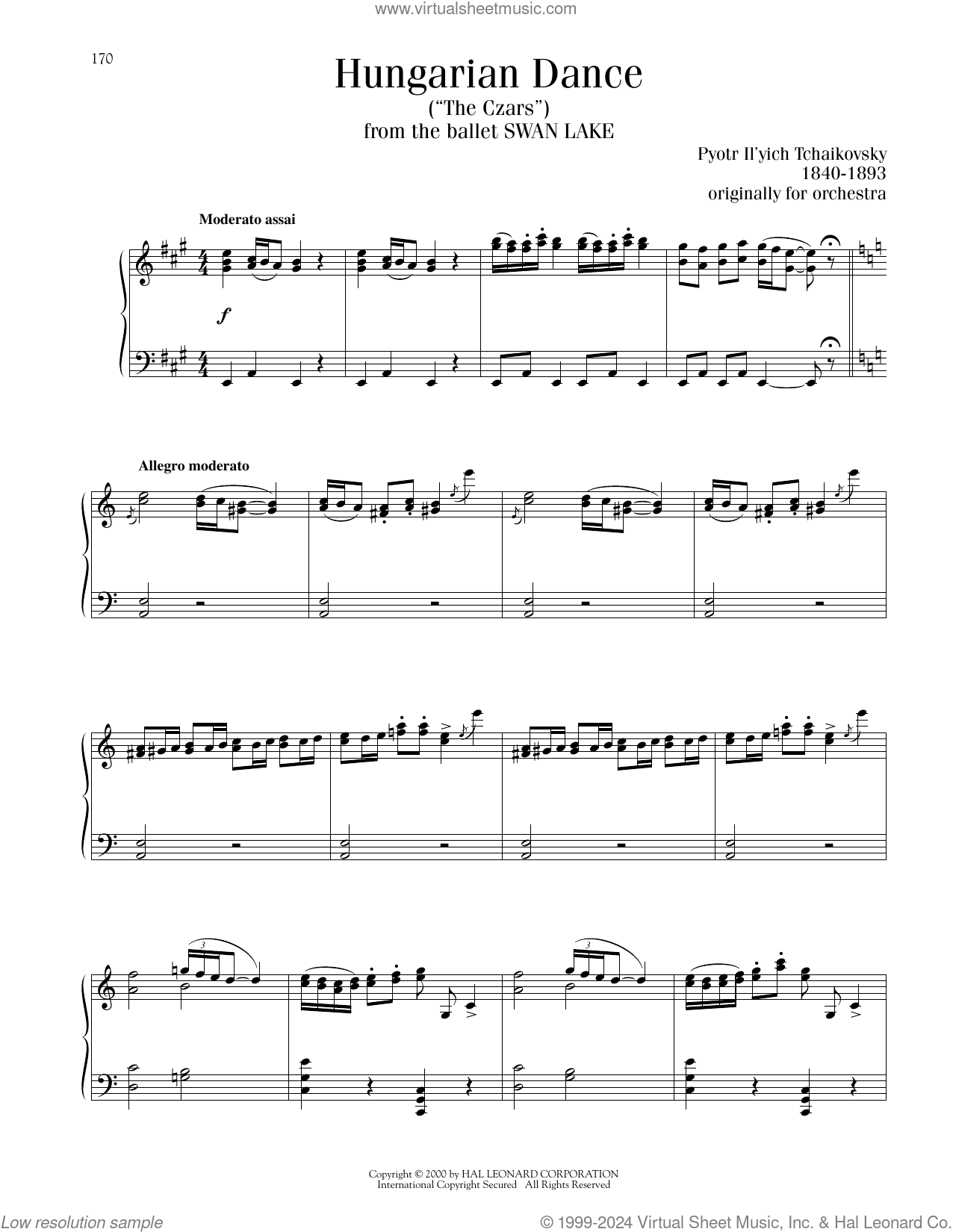 Hungarian Dance ("The Czars") sheet music for piano solo v2