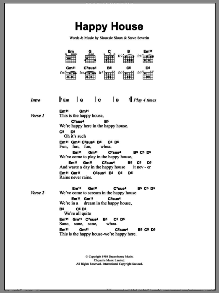 Happy House sheet music for guitar (chords) (PDF)