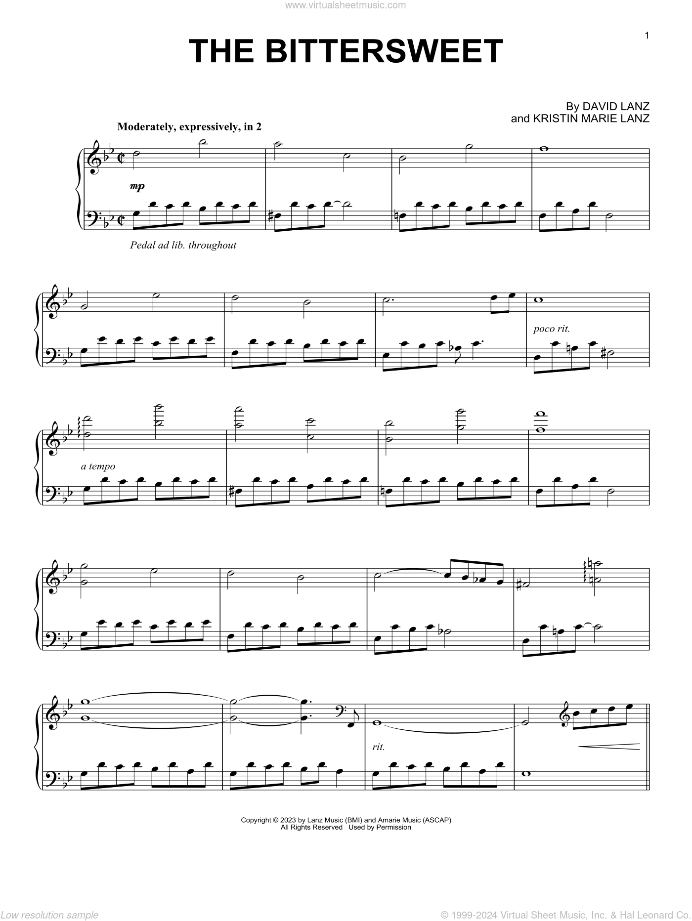 The Bittersweet sheet music for piano solo (PDF-interactive)