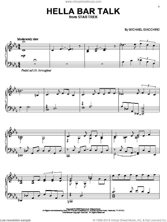Hella Bar Talk sheet music for piano solo (PDF-interactive)