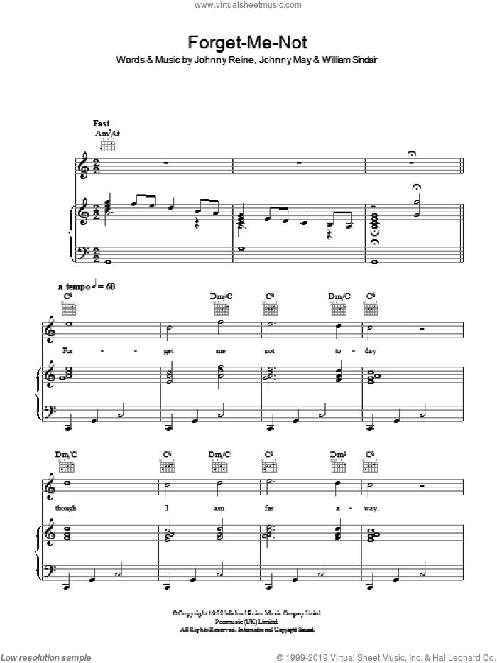 Forget-Me-Not sheet music for voice, piano or guitar (PDF)