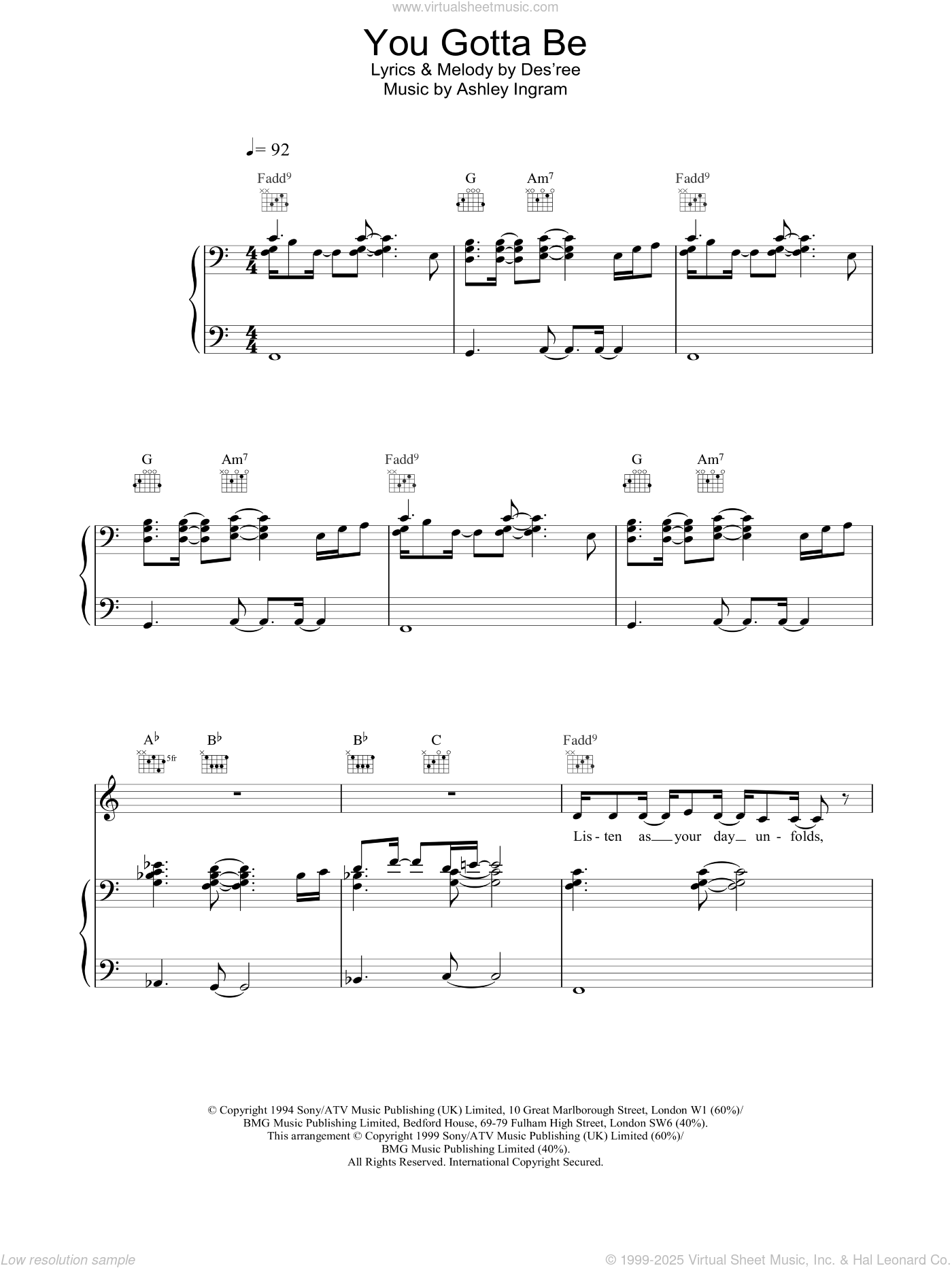 You Gotta Be sheet music for voice, piano or guitar (PDF)