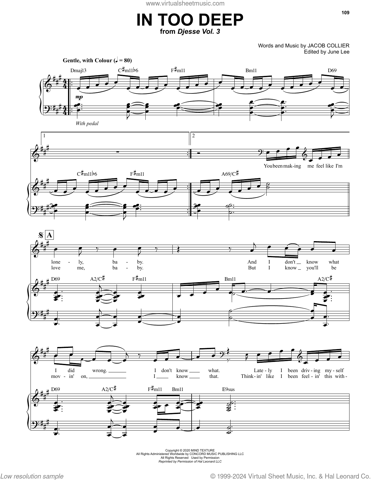 In Too Deep sheet music for voice and piano (PDF)