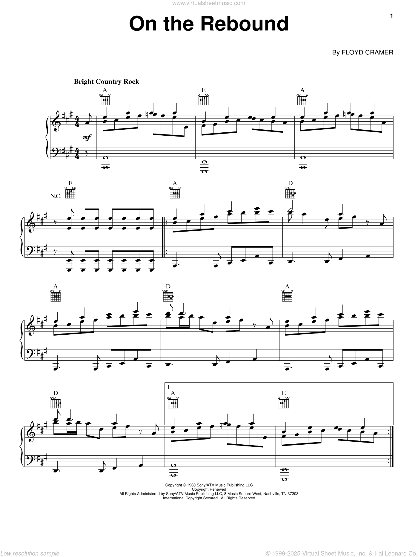 On The Rebound sheet music for voice, piano or guitar (PDF)