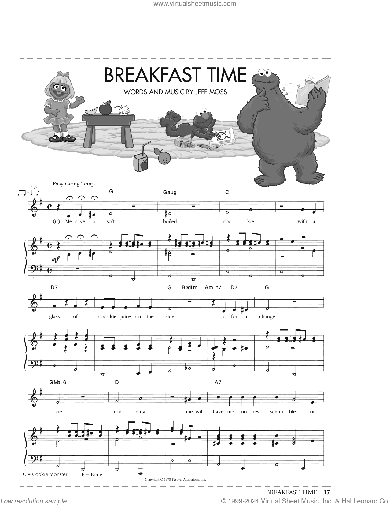 Breakfast Time (from Sesame Street) sheet music for voice, piano or guitar
