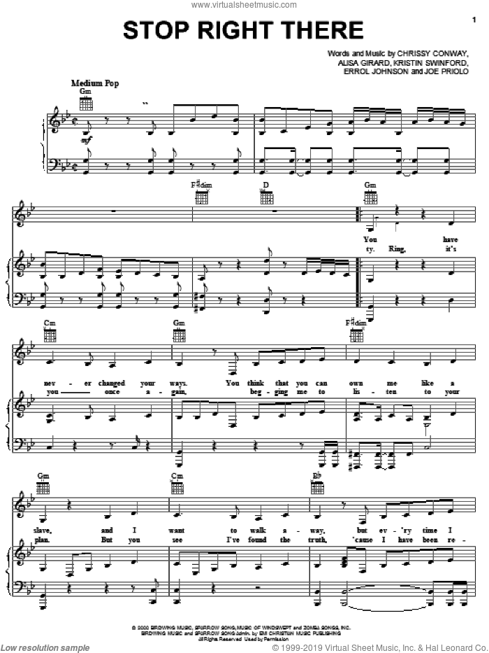 Stop Right There sheet music for voice, piano or guitar (PDF)
