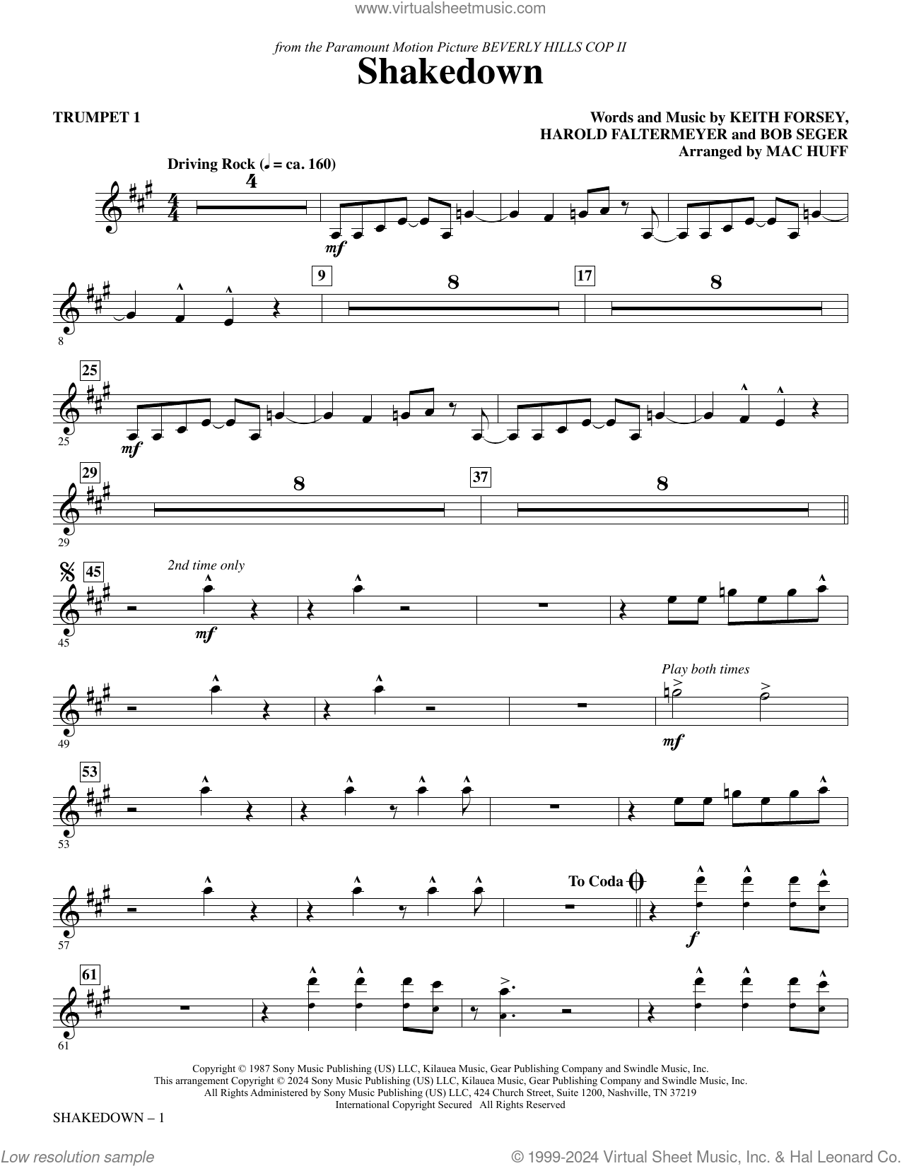 Shakedown (arr. Mac Huff) (complete set of parts) sheet music for ...