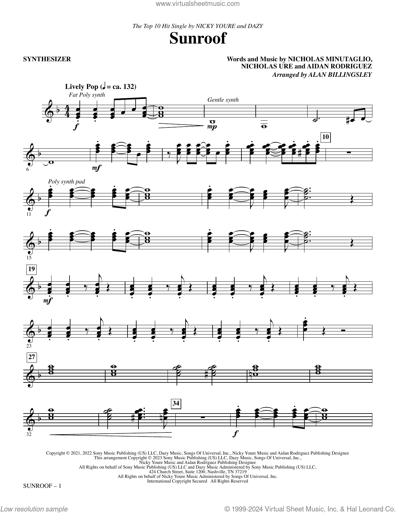Sunroof (arr. Alan Billingsley) (complete set of parts) sheet music for orchestra/band (Rhythm)