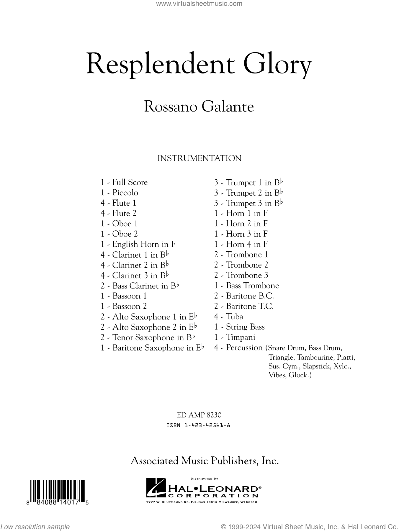Resplendent Glory sheet music (complete collection) for concert band