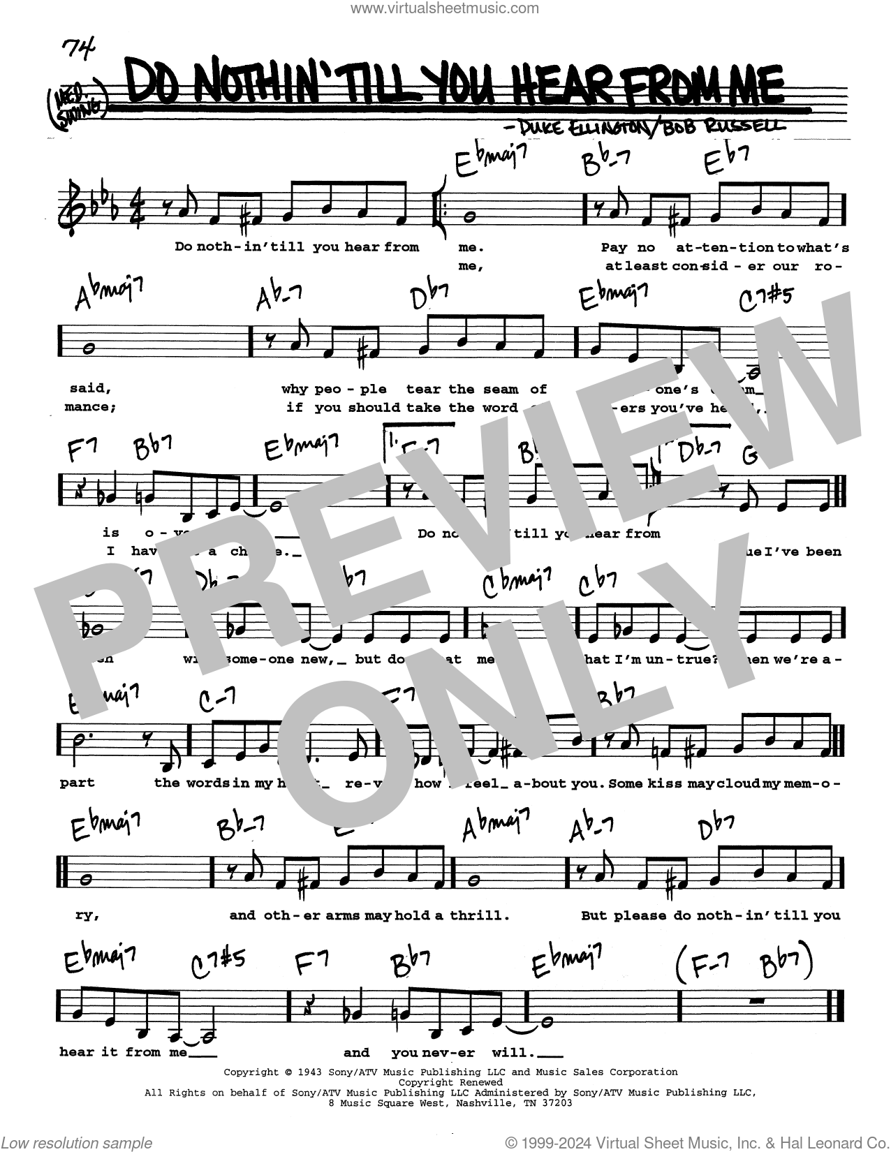 Do Nothin' Till You Hear From Me (Low Voice) sheet music (real book ...