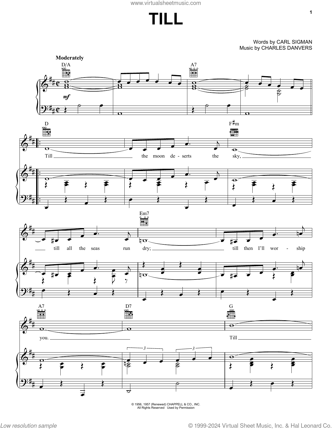 Carl Sigman: Till sheet music for voice, piano or guitar (PDF)