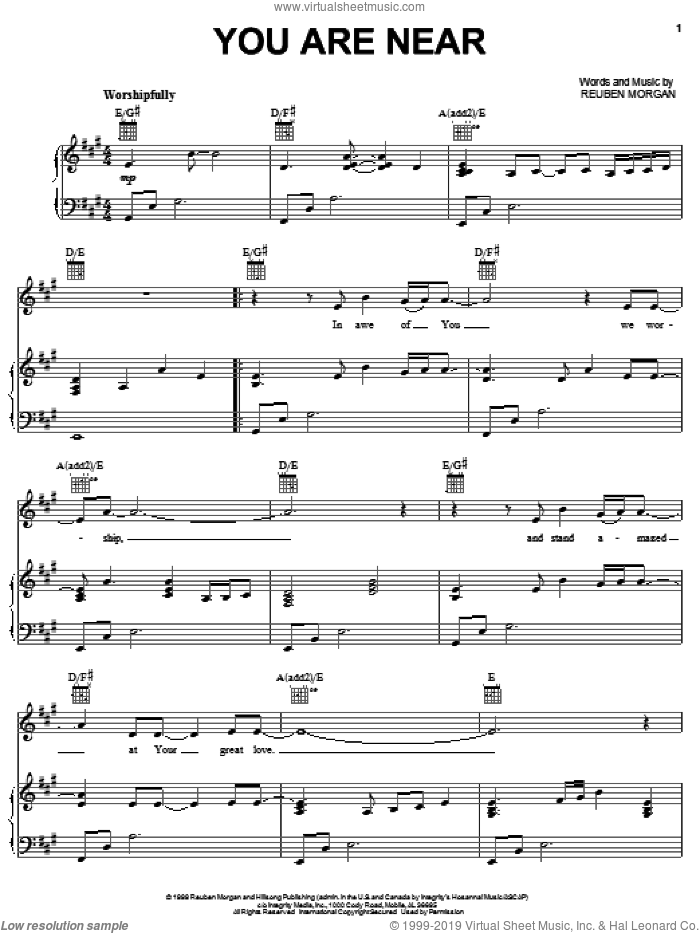 You Are Near sheet music for voice, piano or guitar (PDF)