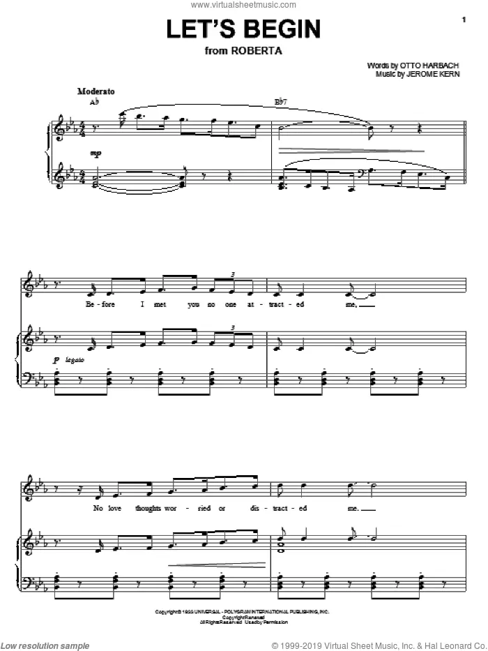Let's Begin sheet music for voice, piano or guitar (PDF)