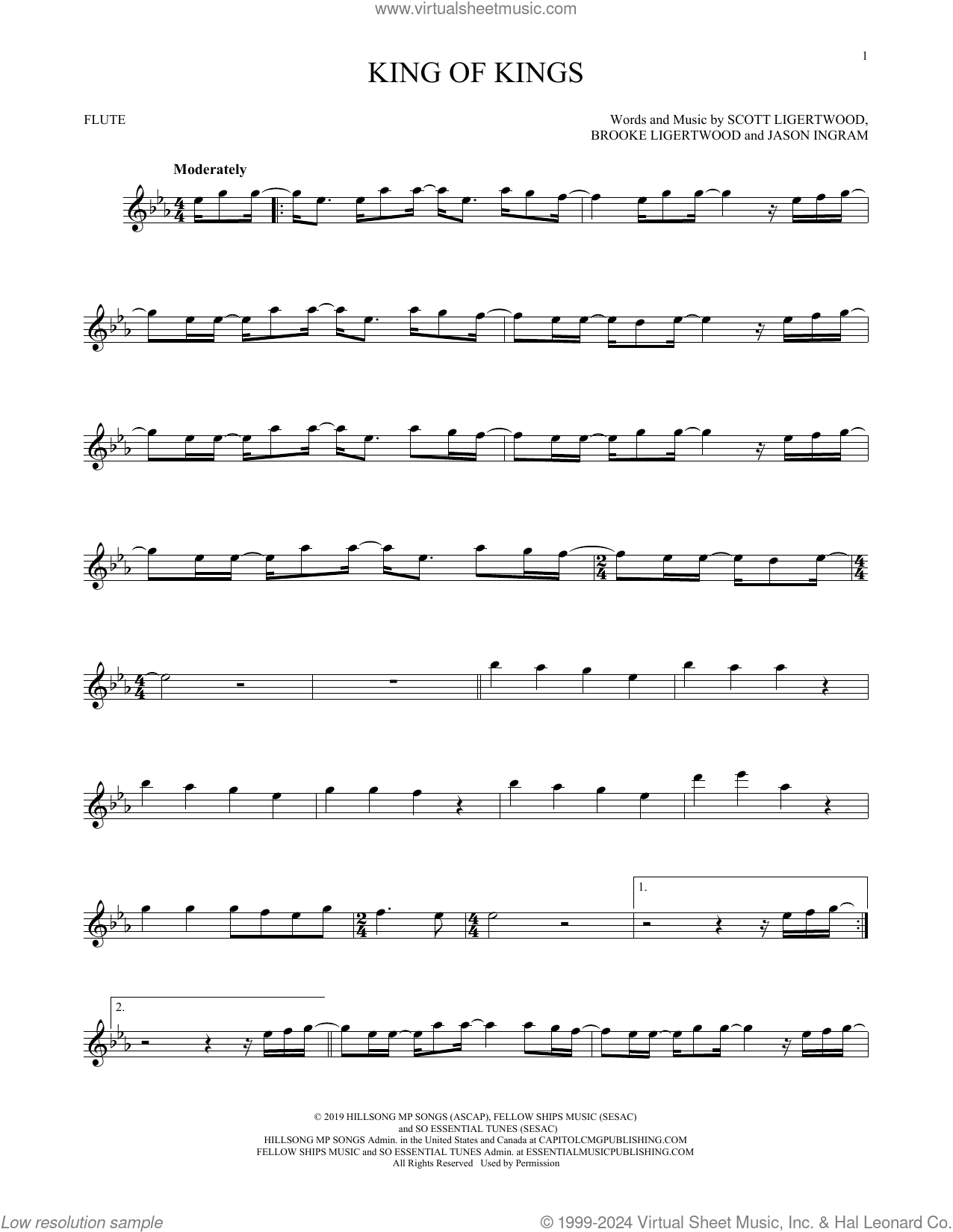 King Of Kings sheet music for flute solo (PDF-interactive)