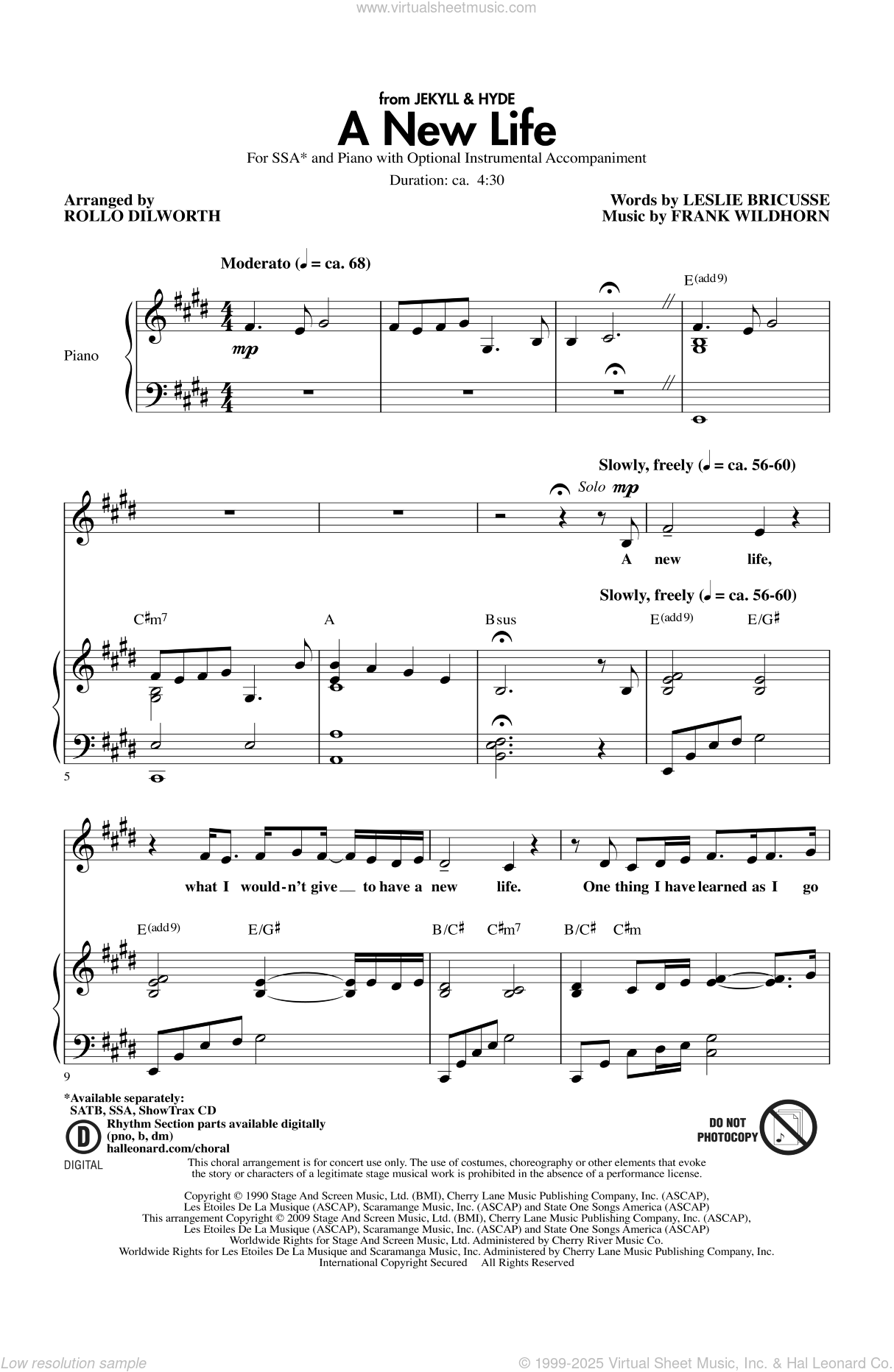 A New Life (from Jekyll and Hyde) sheet music for choir (SSA: soprano ...