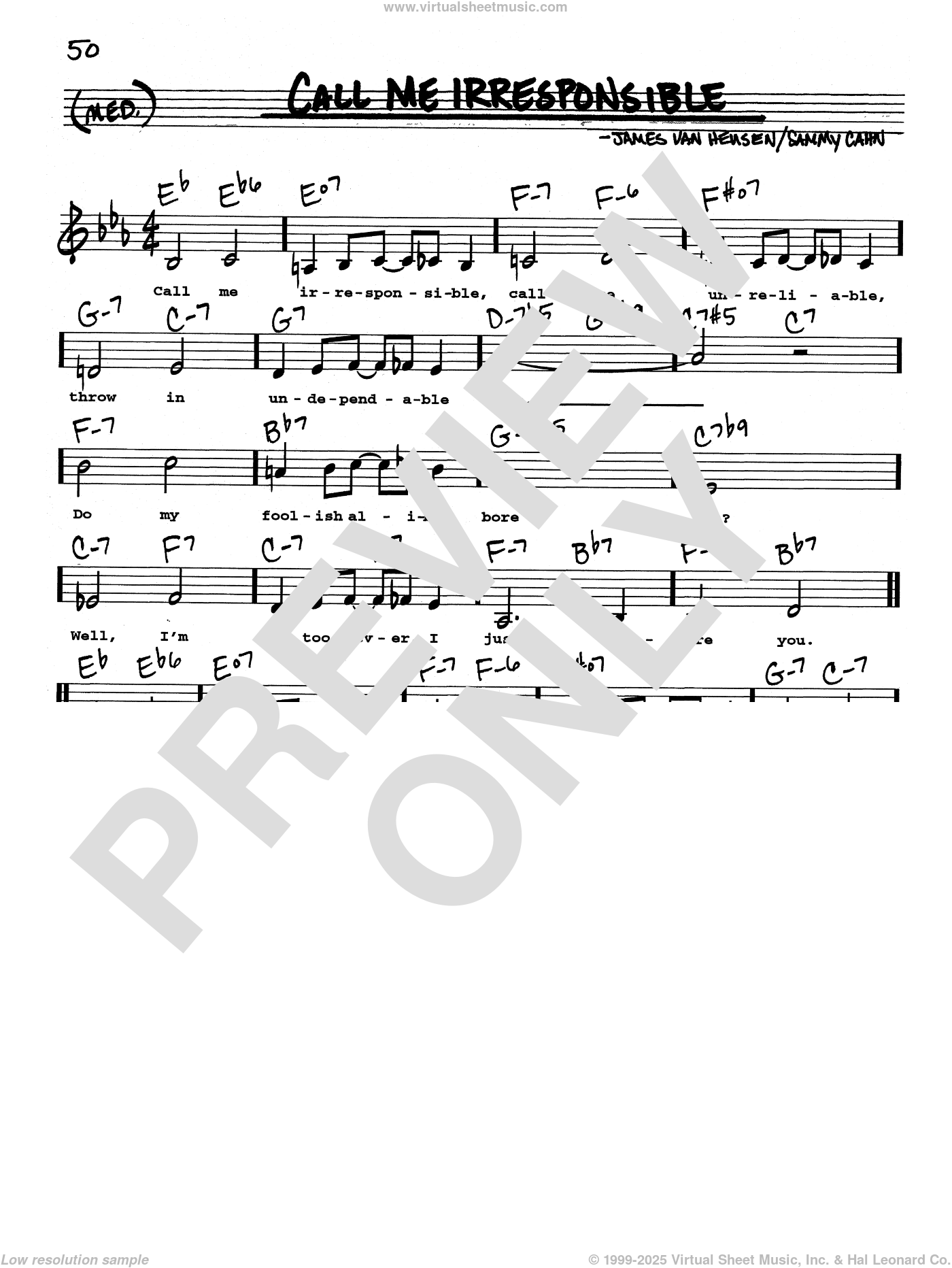 Call Me Irresponsible (Low Voice) sheet music (real book with lyrics)