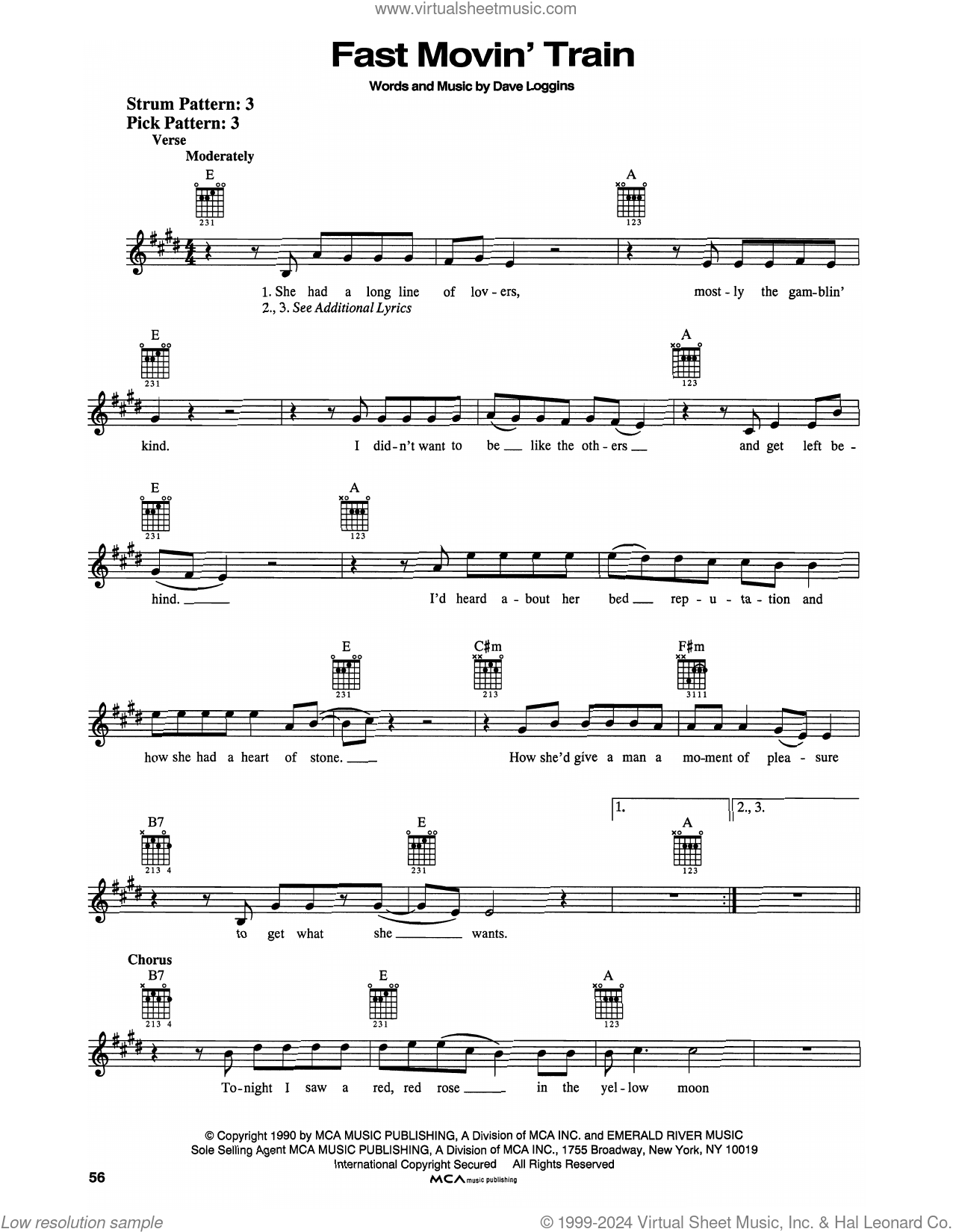 Fast Movin' Train sheet music for guitar solo (chords) (PDF)