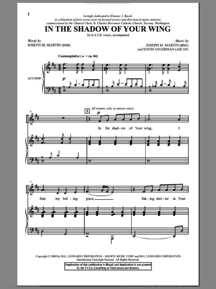 In The Shadow Of Your Wing sheet music for choir (SATB: soprano, alto ...