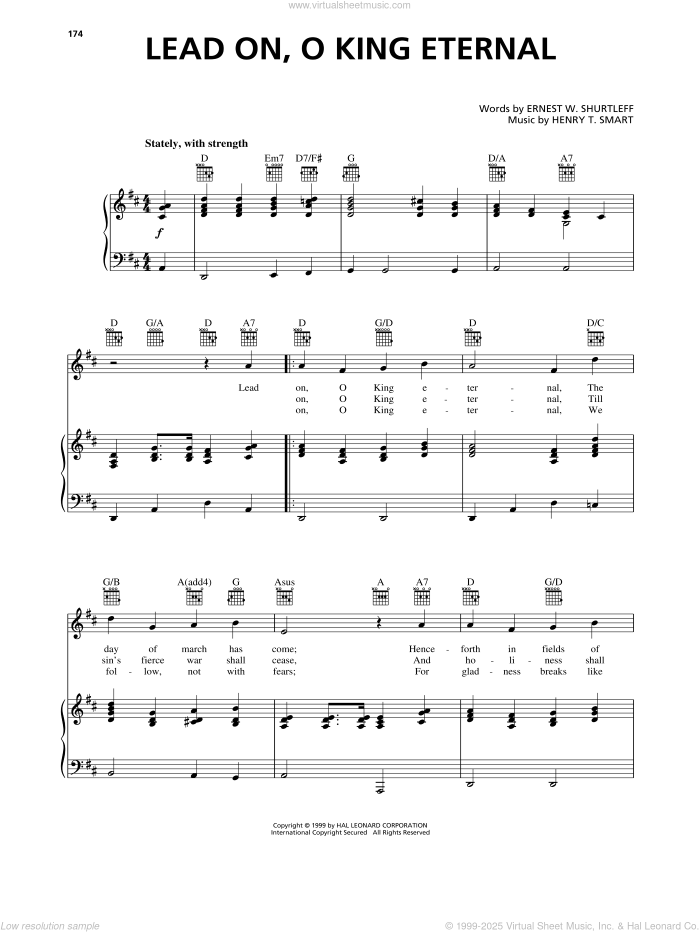 Lead On, O King Eternal sheet music for voice, piano or guitar