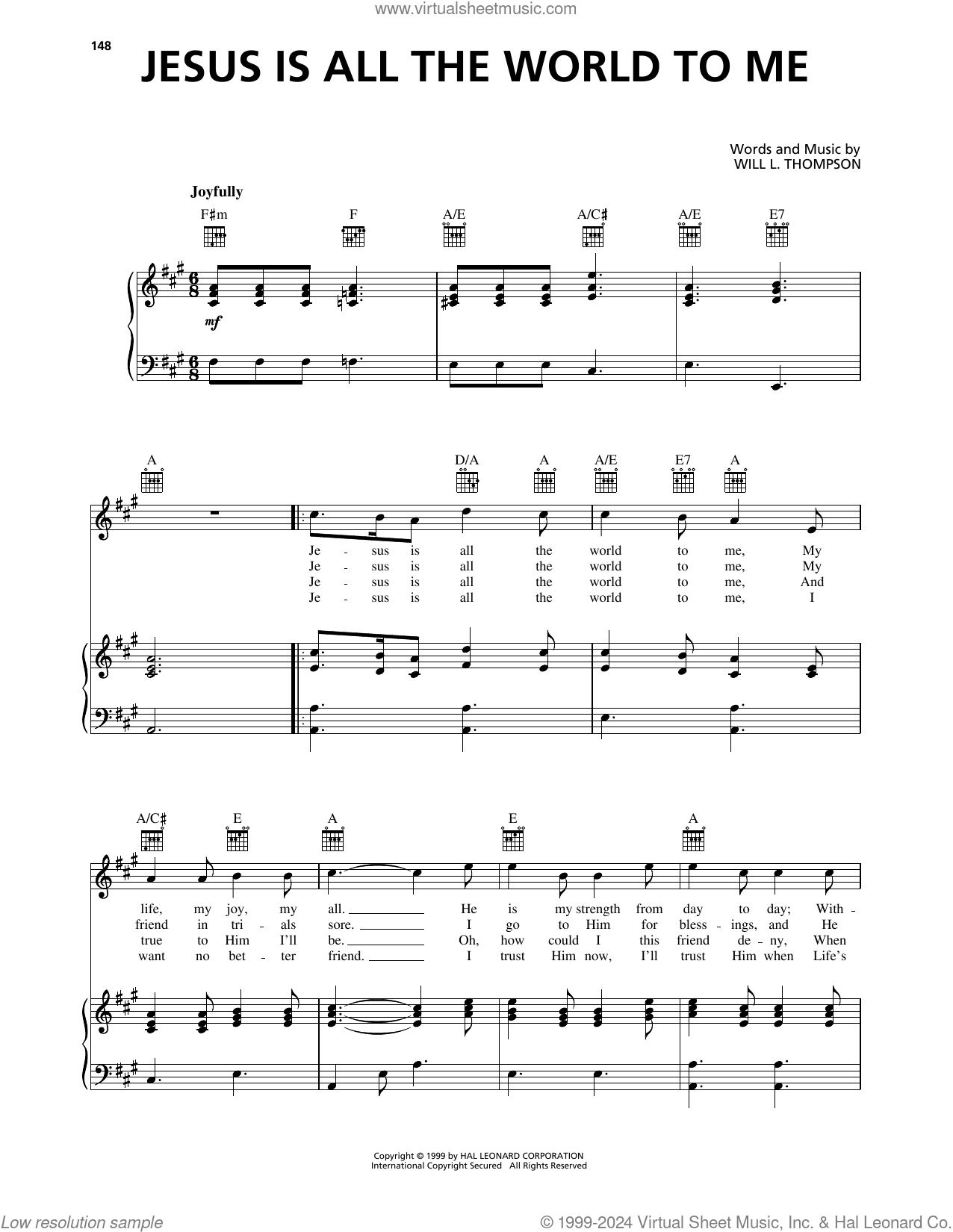 Jesus Is All The World To Me sheet music for voice, piano or guitar