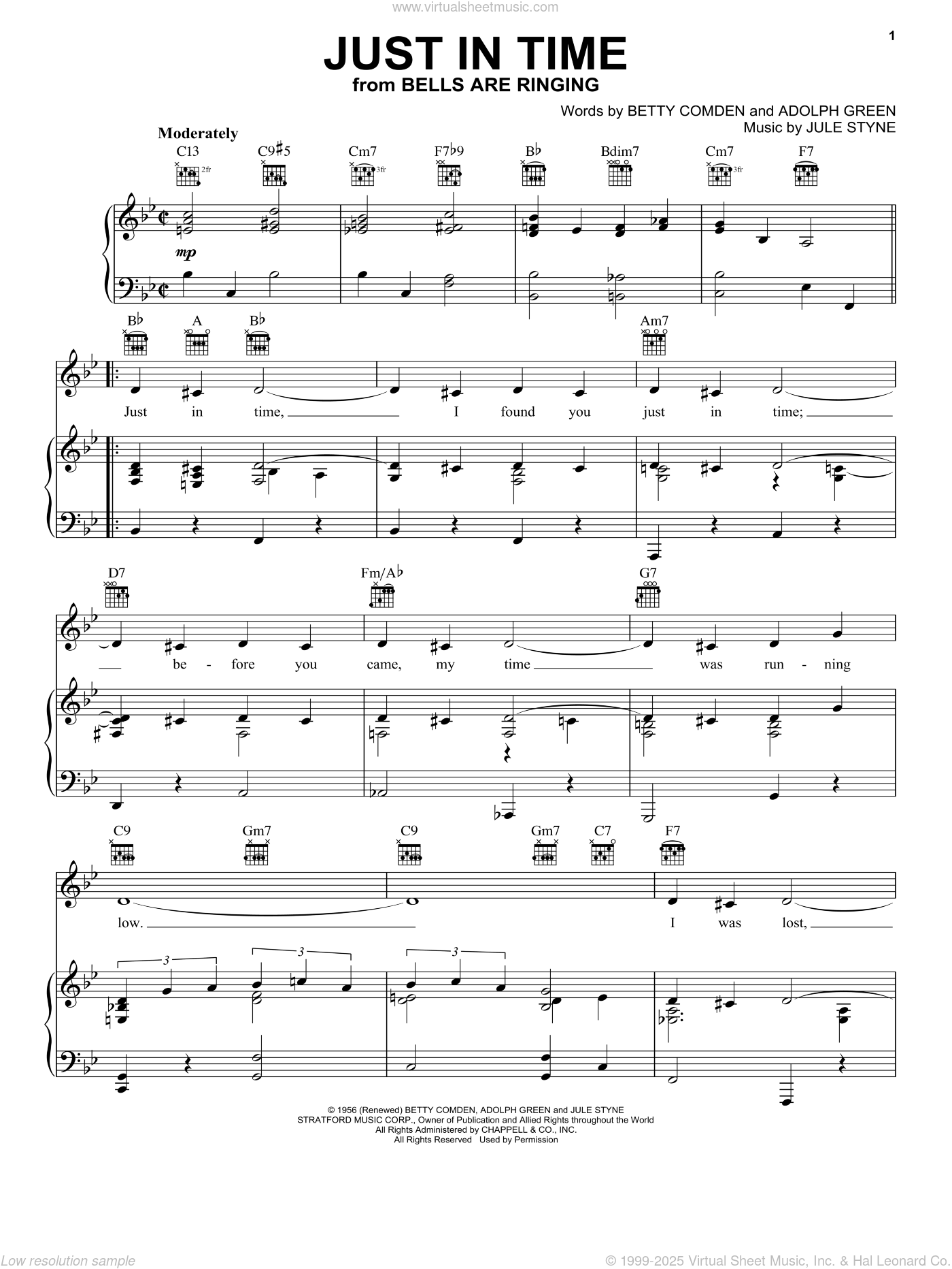 Frank Sinatra: Just In Time sheet music for voice, piano or guitar