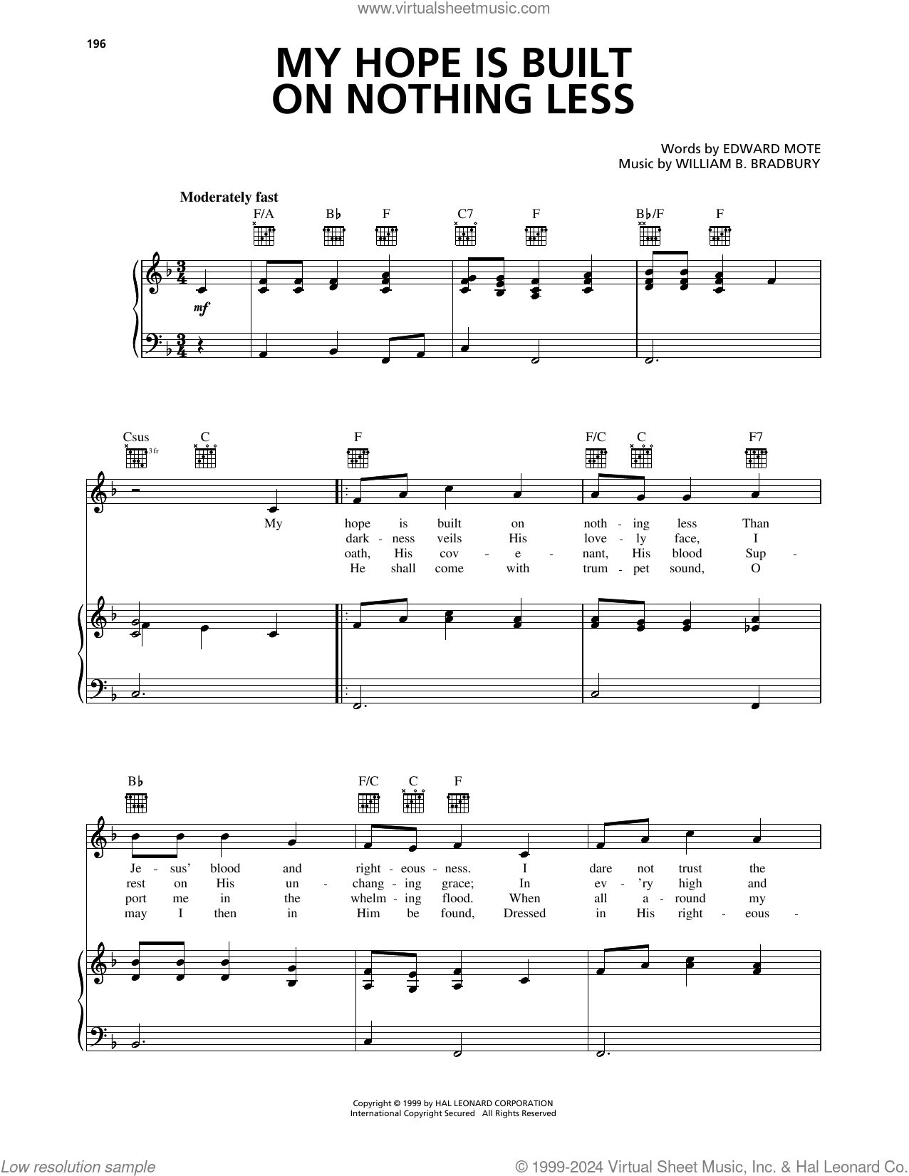 My Hope Is Built On Nothing Less sheet music for voice, piano or guitar