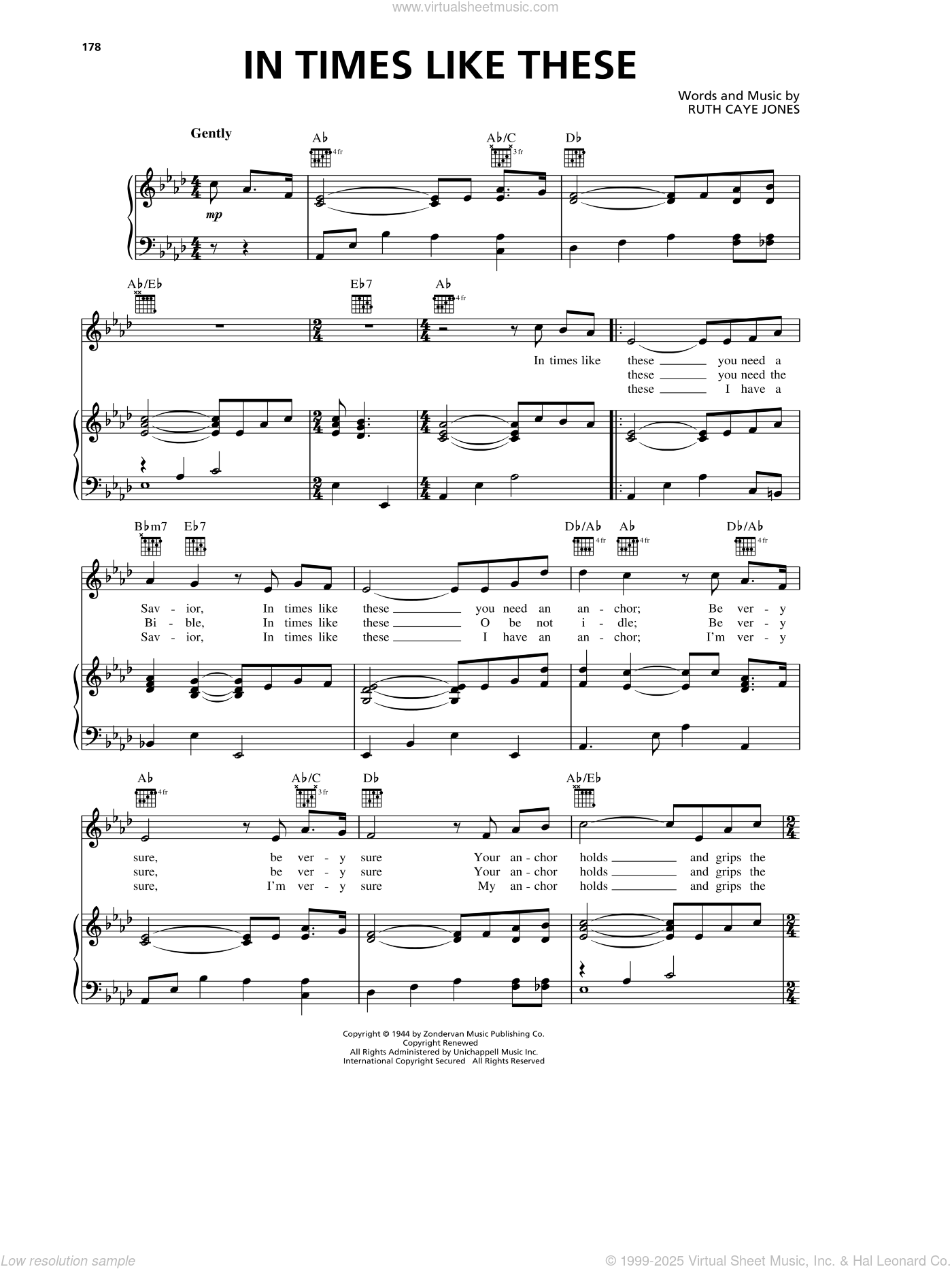In Times Like These sheet music for voice, piano or guitar (PDF)